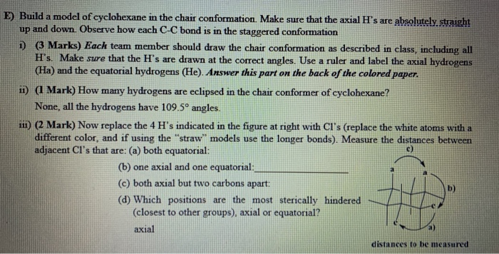 Solved E) Build a model of cyclohexane in the chair | Chegg.com