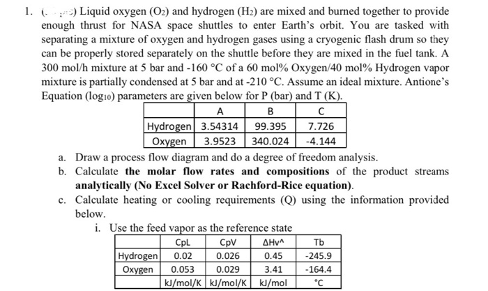 Solved 1. () Liquid oxygen (O2) and hydrogen (H2) are mixed | Chegg.com
