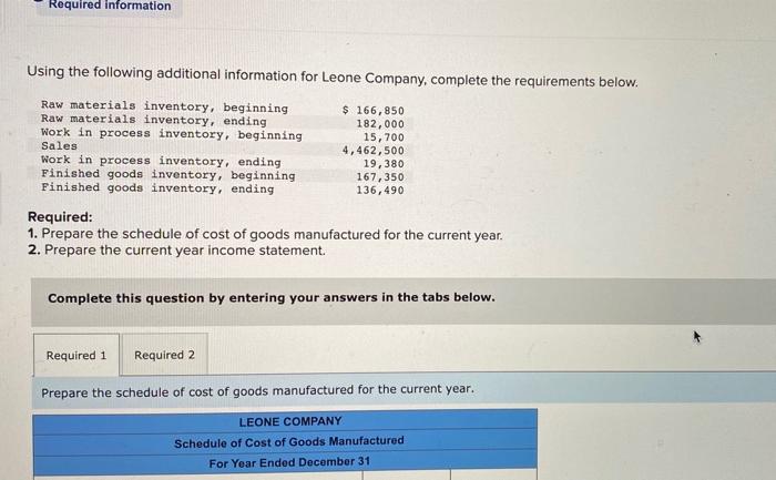 Solved Required information Use the following information | Chegg.com