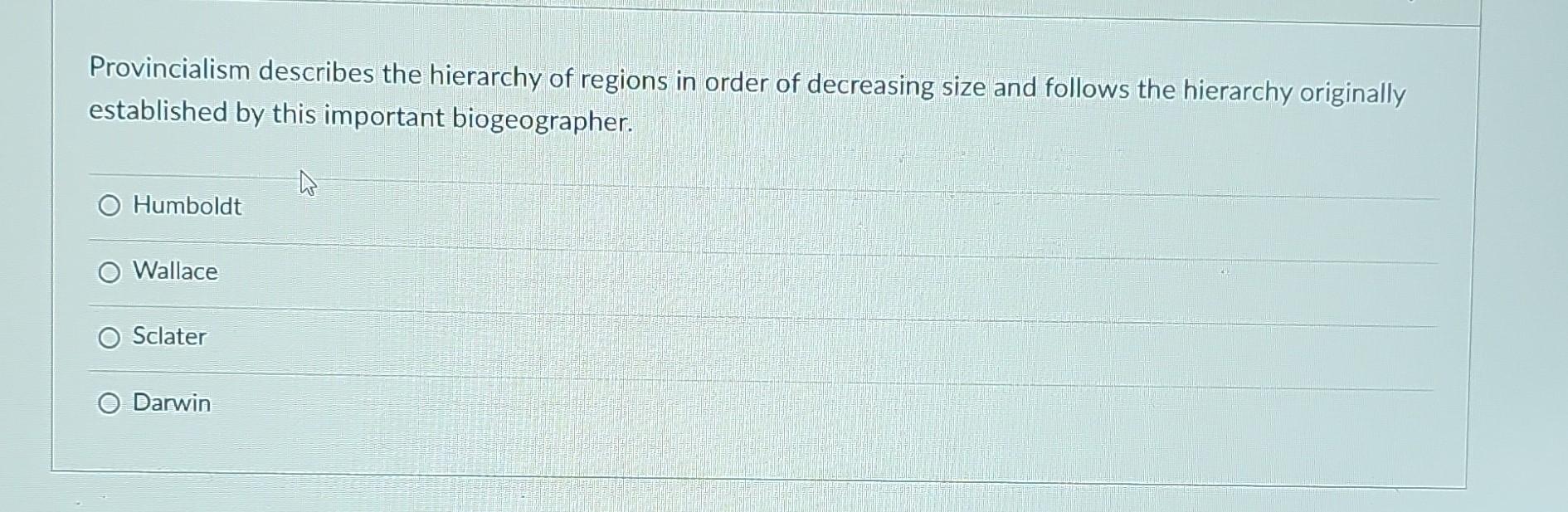 Solved Provincialism describes the hierarchy of regions in | Chegg.com