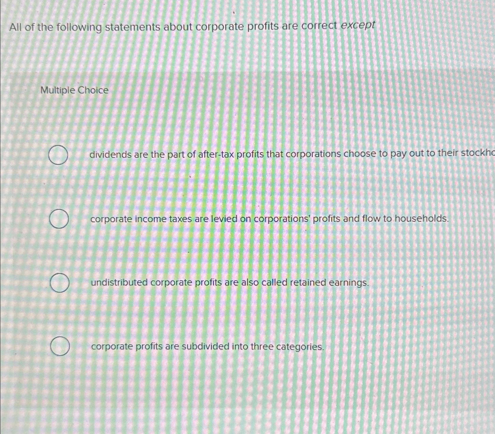 Solved All of the following statements about corporate | Chegg.com
