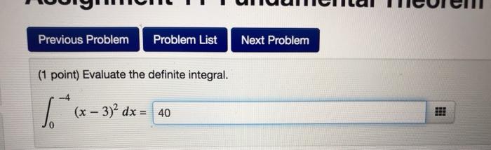 Solved Previous Problem Problem List Next Problem (1 point) | Chegg.com