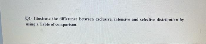 Solved Q1- Illustrate the difference between exclusive, | Chegg.com