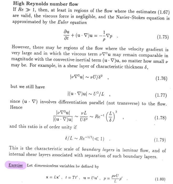 High Reynolds number flow If Re > 1, then, at least | Chegg.com