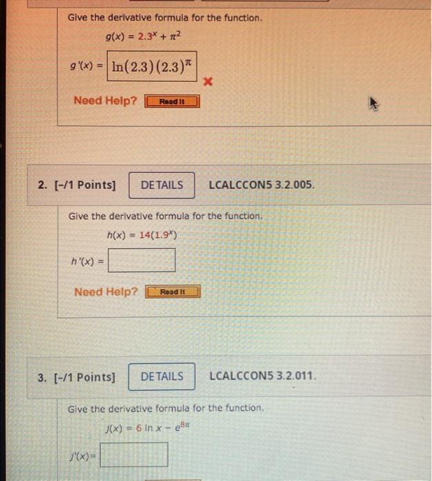 Solved Give the derivative formula for the function. g(x) = | Chegg.com