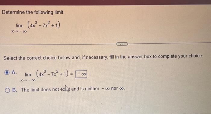 Solved Determine the limit at infinity. | Chegg.com