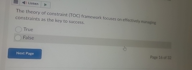 Solved ListenThe theory of constraint (TOC) ﻿framework | Chegg.com