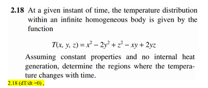 Solved 2.18 At ﻿a given instant of ﻿time, the temperature | Chegg.com
