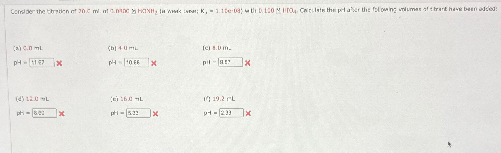 Solved Consider the titration of 20.0mL ﻿of 0.0800MHONH2 (a | Chegg.com