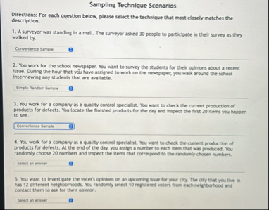 Solved Sampling Technique ScenariosDirections: For each | Chegg.com