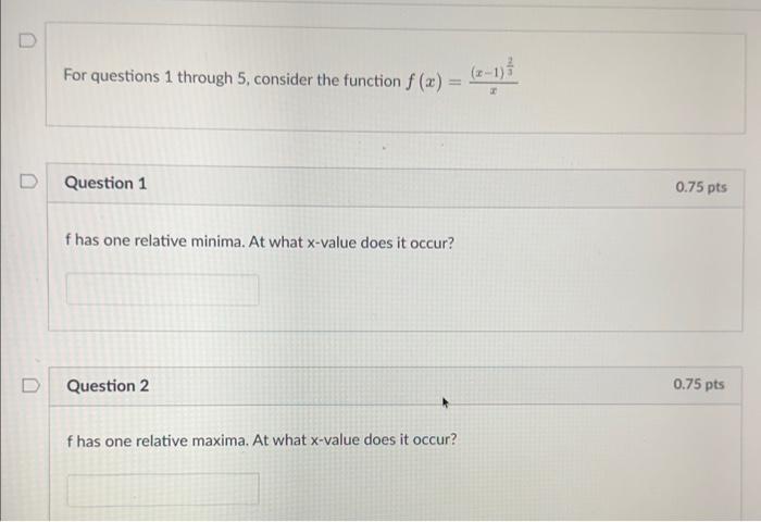 Solved For questions 1 through 5 , consider the function | Chegg.com