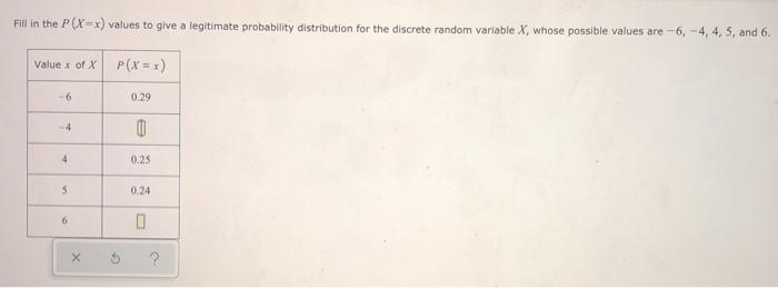 Solved Fill in the P(xx) values to give a legitimate | Chegg.com