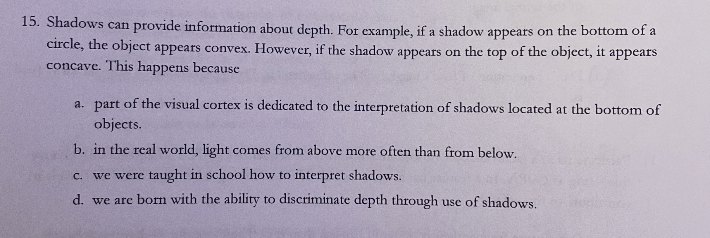 Solved Shadows can provide information about depth. For | Chegg.com