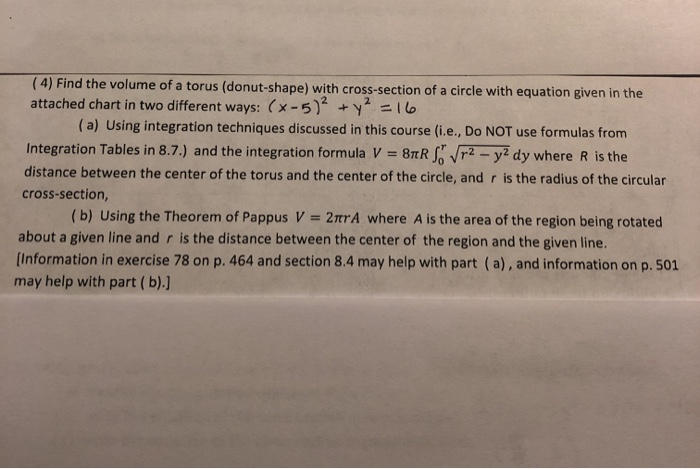 Solved (4) Find the volume of a torus (donut-shape) with | Chegg.com