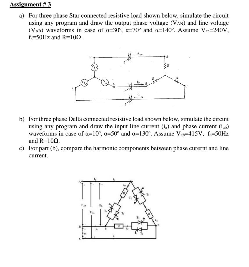 Solved Assignment #3 a) For three phase Star connected | Chegg.com