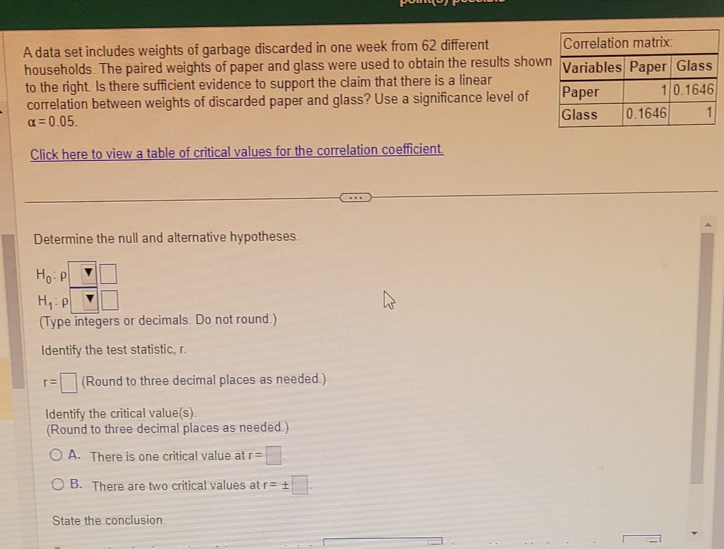 Solved A data set includes weights of garbage discarded in | Chegg.com
