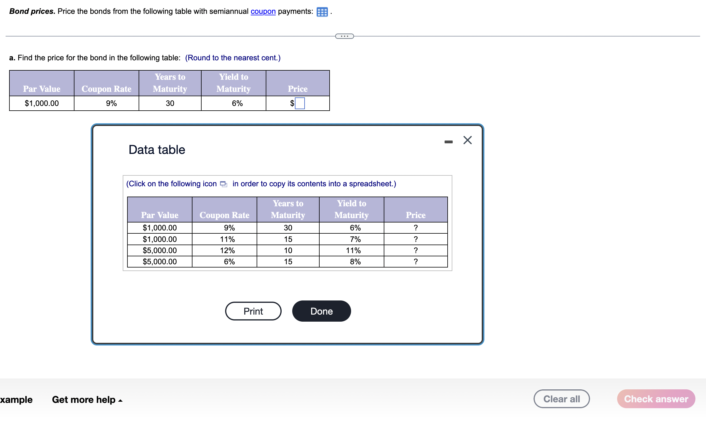 Solved Bond prices. Price the bonds from the following table | Chegg.com