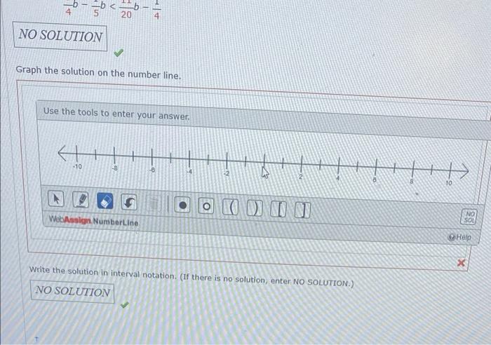 1 - 5 20 NO SOLUTION Graph the solution on the number | Chegg.com