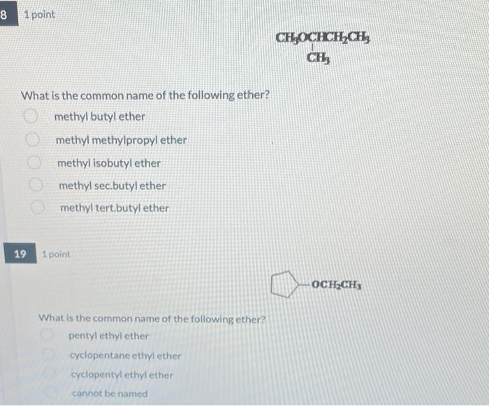 Solved What is the common name of the following ether? | Chegg.com