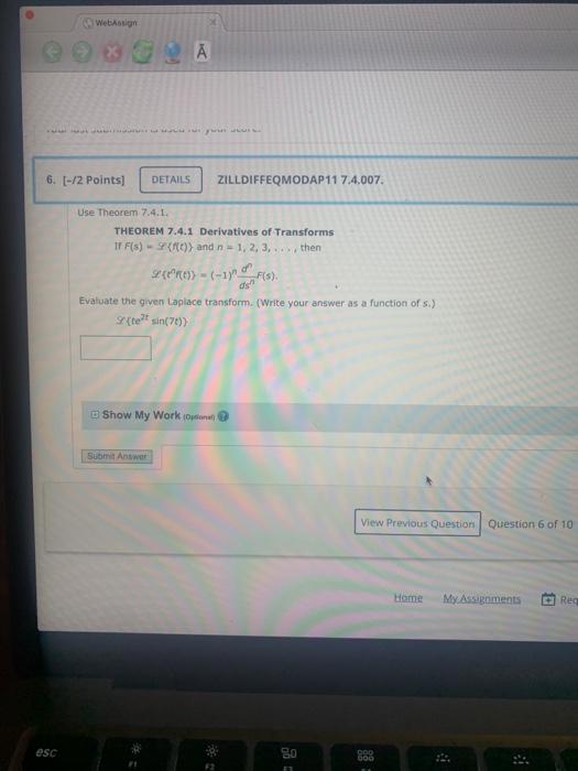 Solved WebAssign А 6. [-/2 points) DETAILS ZILLDIFFEQMODAP11 | Chegg.com