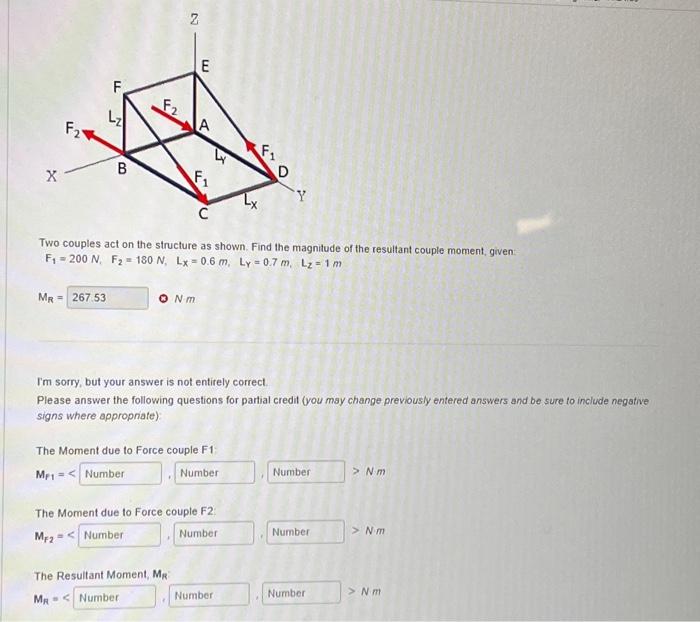 Solved Two couples act on the structure as shown. Find the | Chegg.com