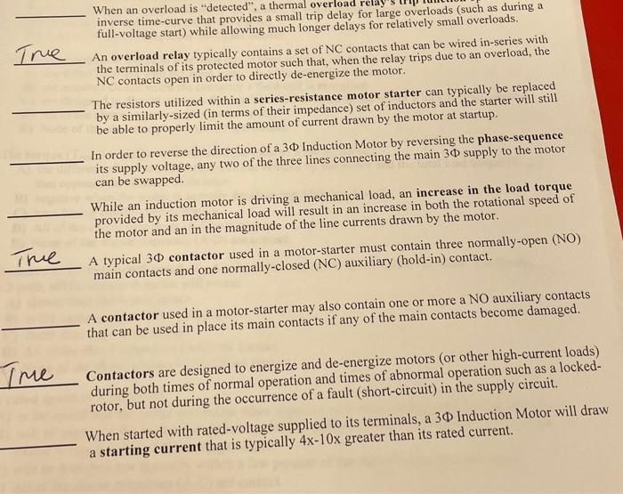 Solved When an overload is "detected", a thermal overload | Chegg.com
