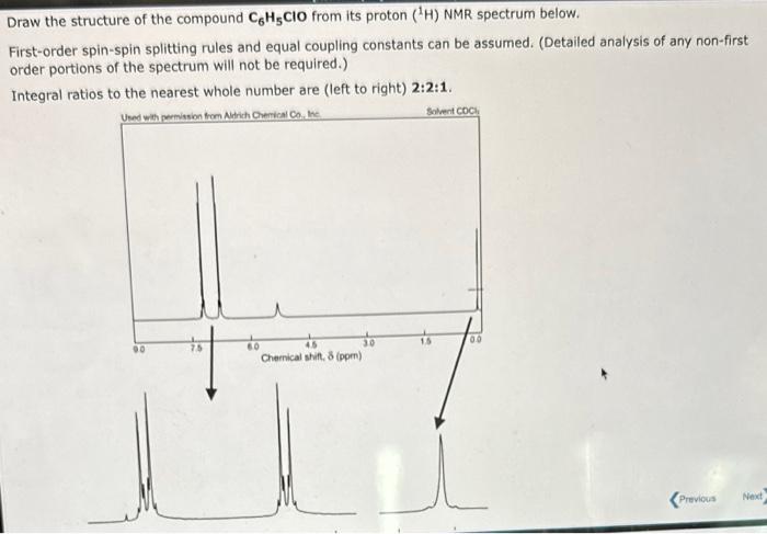 Solved Draw the structure of the compound C6H5ClO from its | Chegg.com