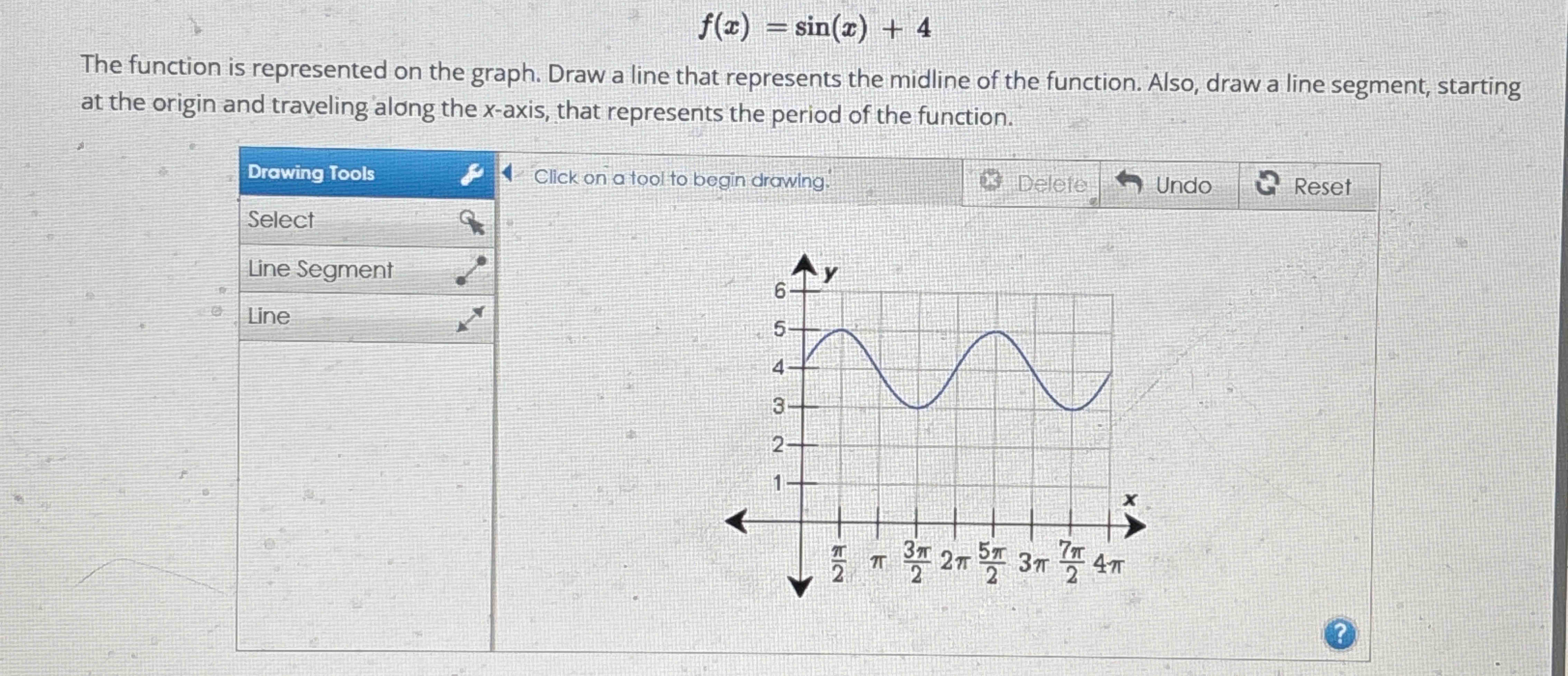Solved \[ ﻿f(x)=\sin (x)+4 \] ﻿The function is represented | Chegg.com