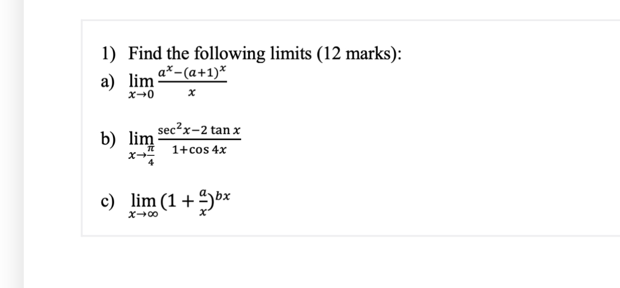 Solved Find the following limits (12 | Chegg.com