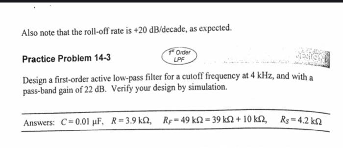 Solved Also note that the roll-off rate is +20 dB/decade, as | Chegg.com