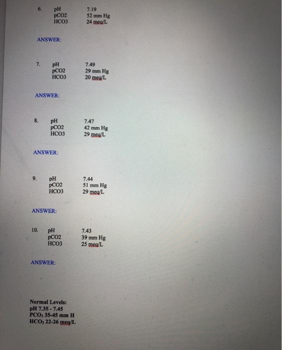 Solved Interpret the following arterial blood gas results. | Chegg.com
