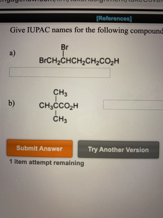 Solved References] Give IUPAC names for the following | Chegg.com
