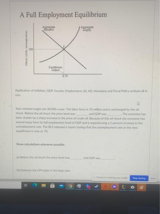 Solved A Full Employment Equilibrium Aggregate demand | Chegg.com