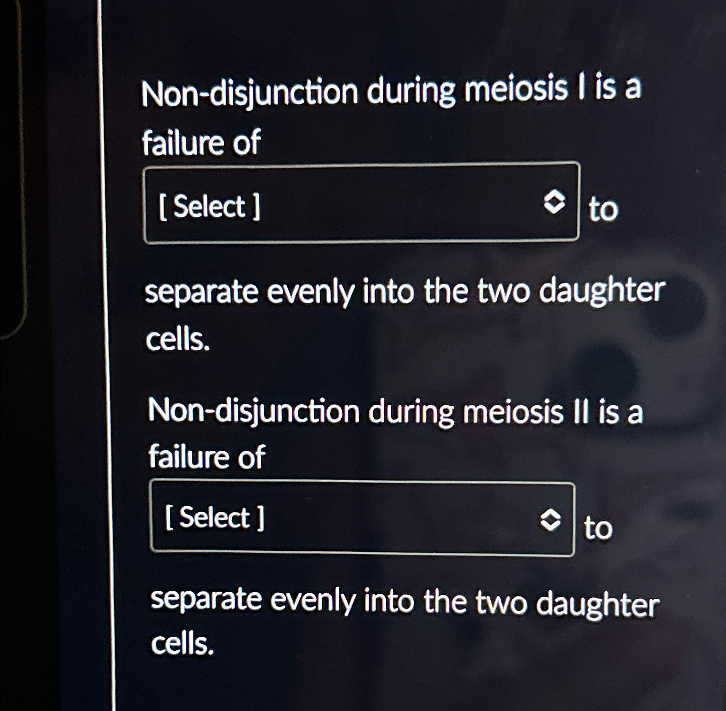 Solved Non-disjunction during meiosis I is a failure | Chegg.com
