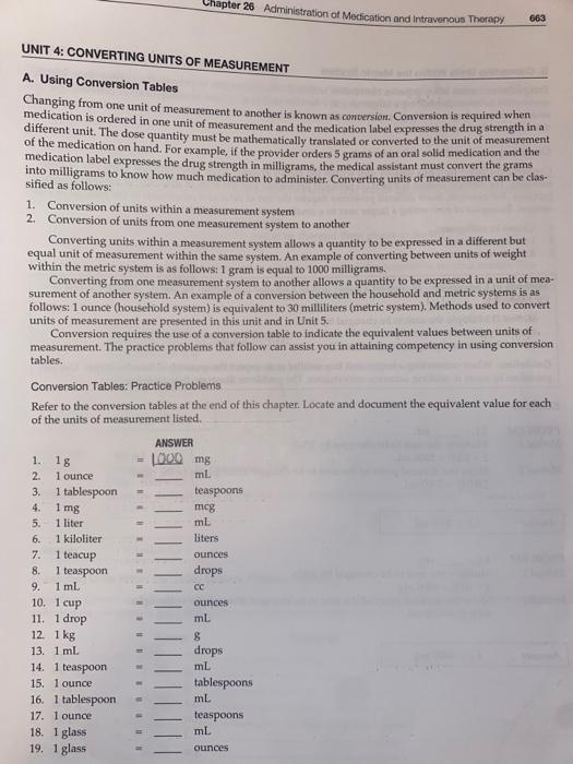 Solved A. Using Conversion Tables Changing from one unit of | Chegg.com
