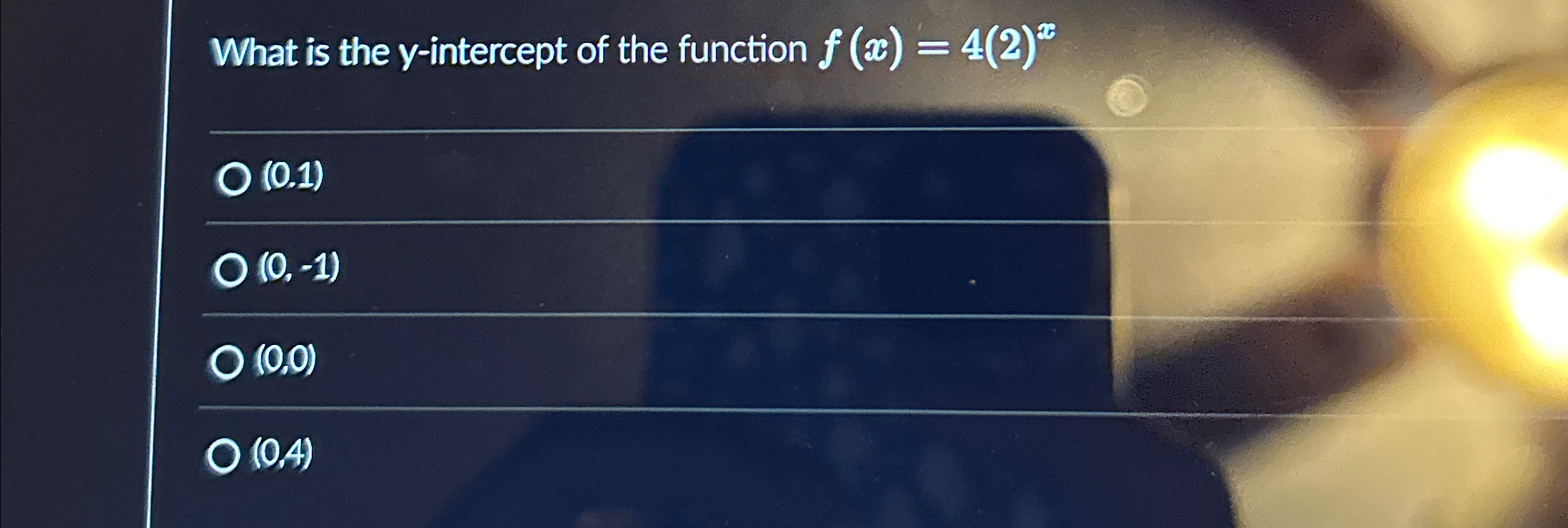 Solved What is the y-intercept of the function | Chegg.com
