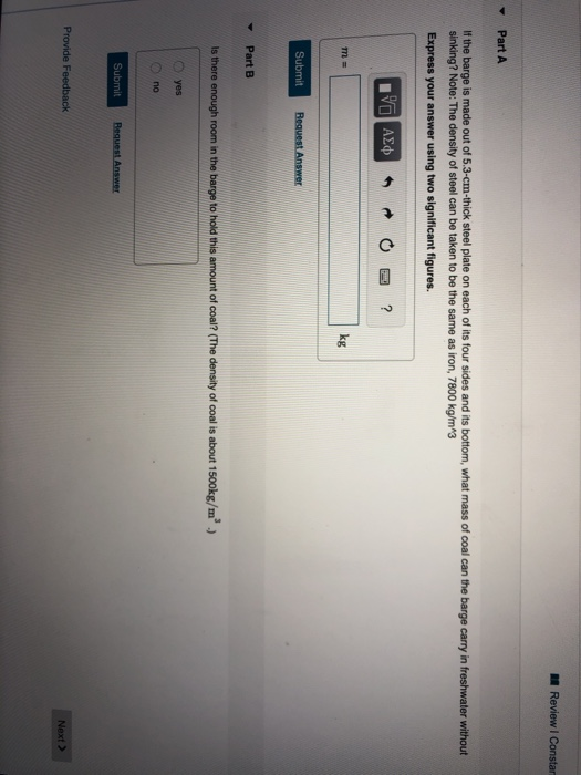 Solved An open barge has the dimensions shown in the figure | Chegg.com