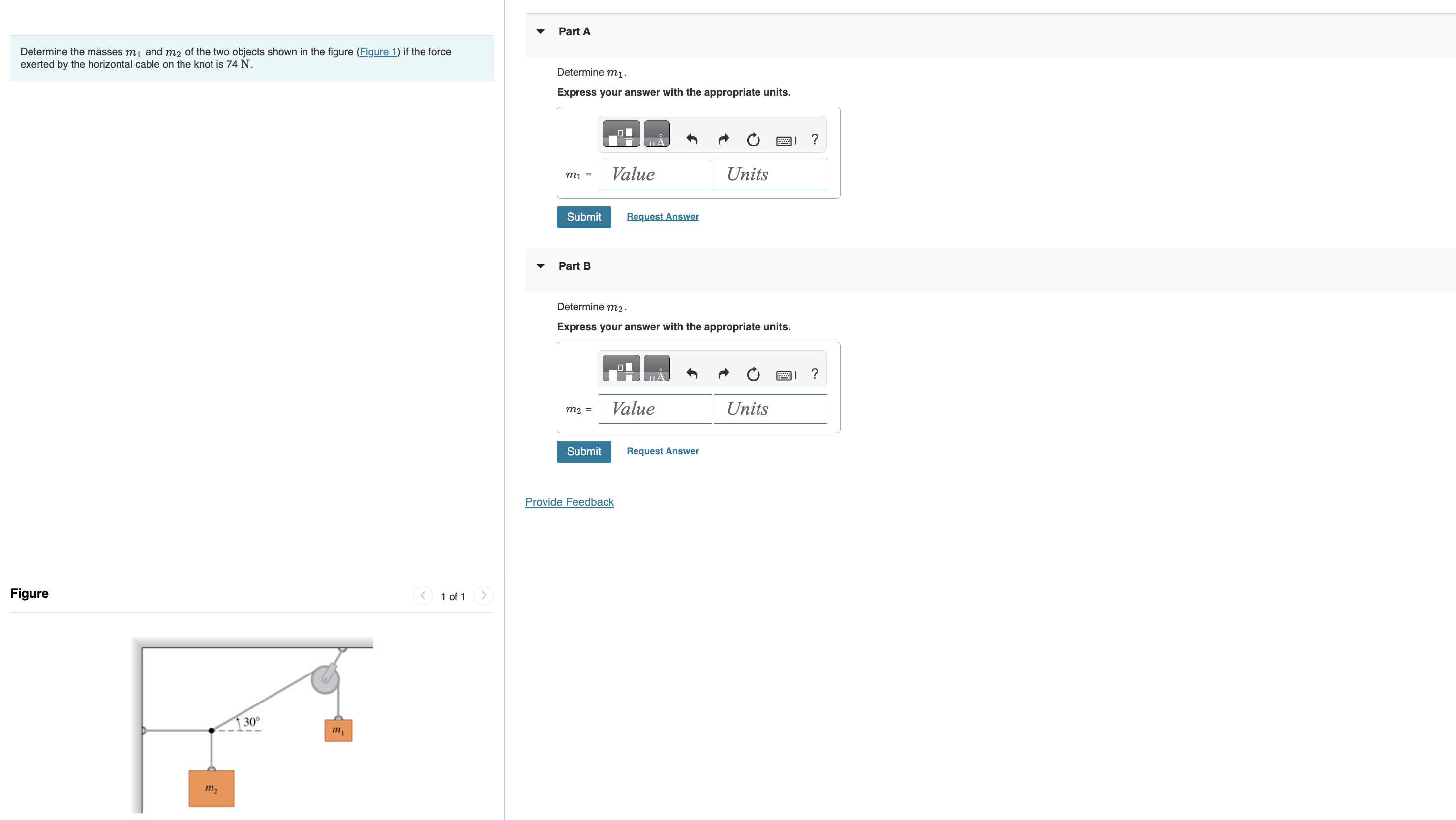 Solved Determine the masses m1 ﻿and m2 ﻿of the two objects | Chegg.com