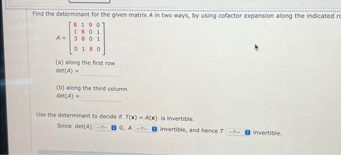 Solved Find all real values of a such that the given matrix | Chegg.com