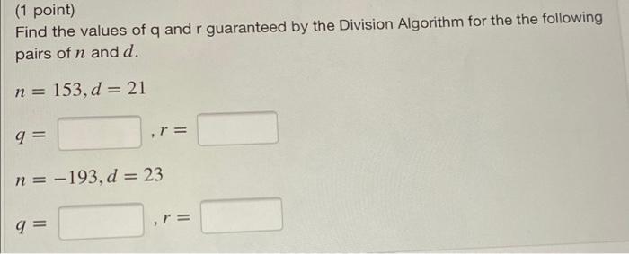 Solved (1 point) Let n be a positive integer, complete the | Chegg.com