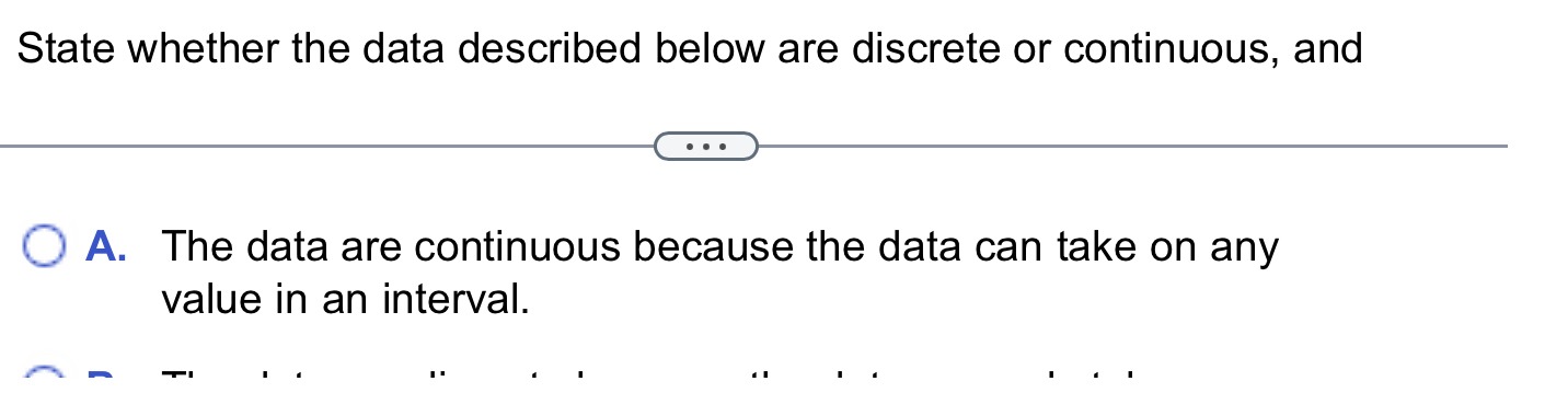 Solved State whether the data described below are discrete | Chegg.com