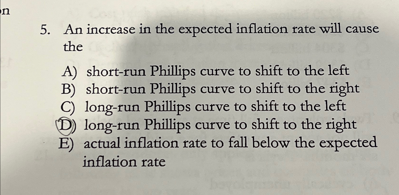 Solved An increase in the expected inflation rate will cause | Chegg.com