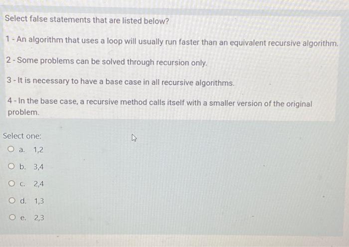 Select false statements that are listed below? 1 - An | Chegg.com