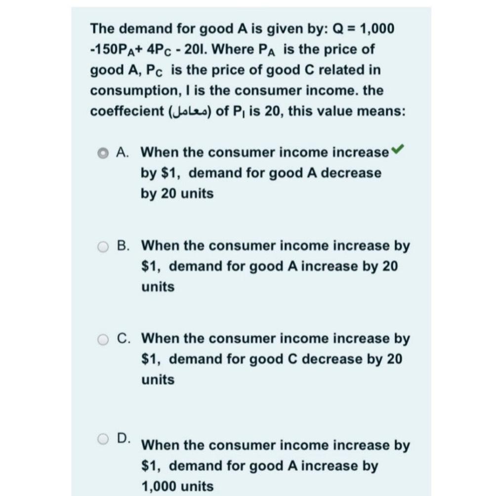 Solved The demand for good A ﻿is given by: | Chegg.com