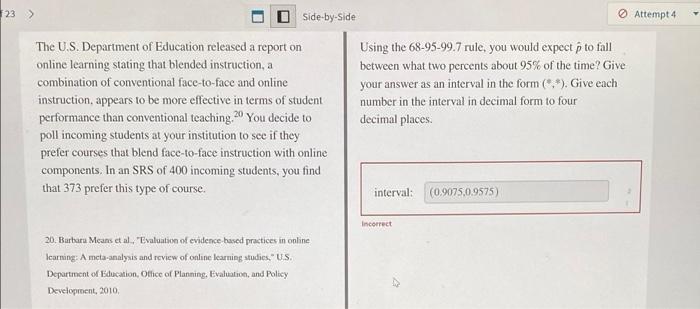 Solved 23 > Side-by-Side Attempt 4 The U.S. Department of | Chegg.com