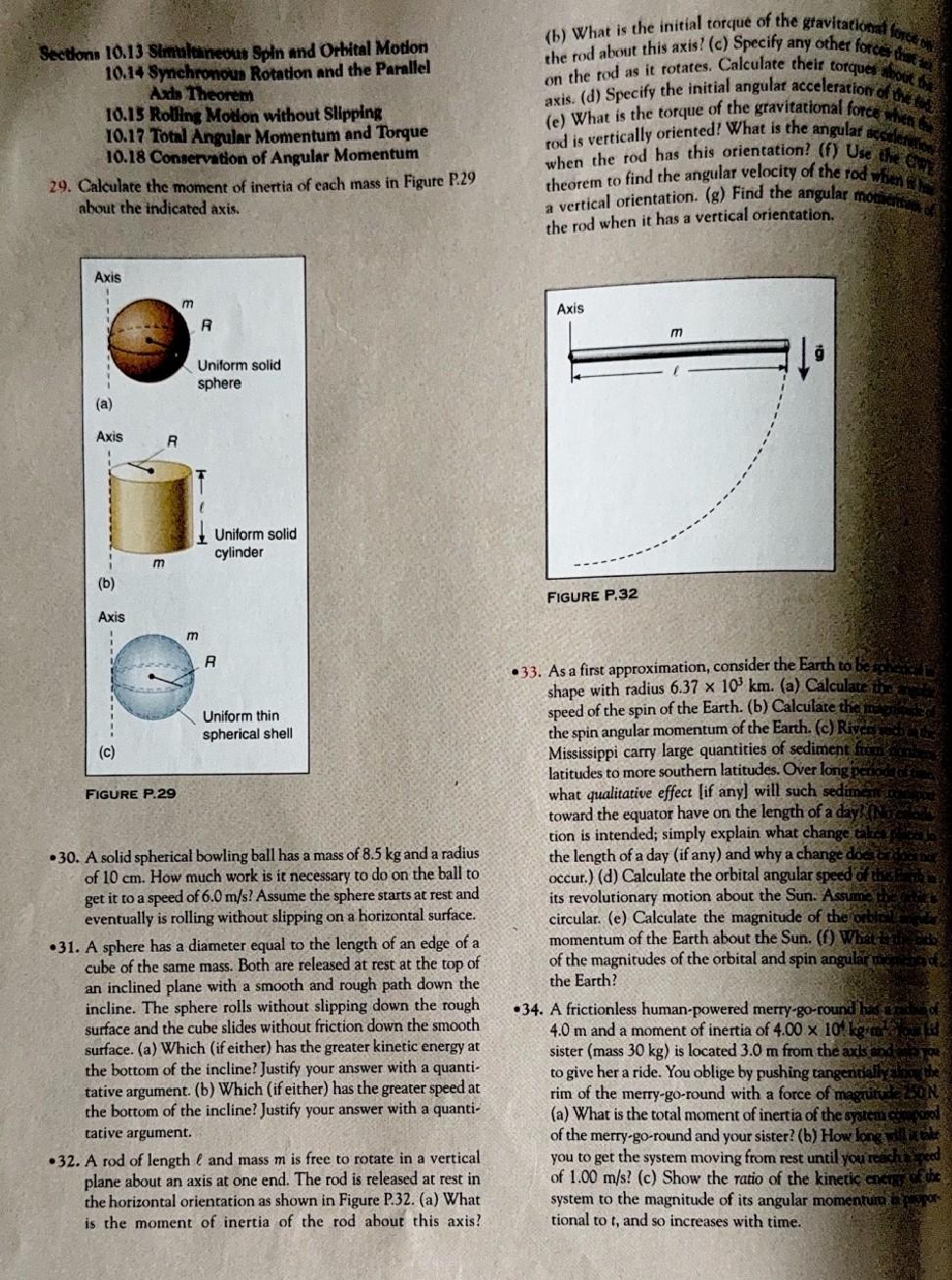 Solved Sections 10.13 Stmulaneous Spin and Orbital Motion | Chegg.com
