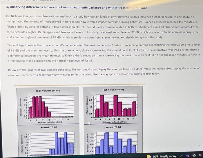 Solved 3. Observing differences between between treatments | Chegg.com
