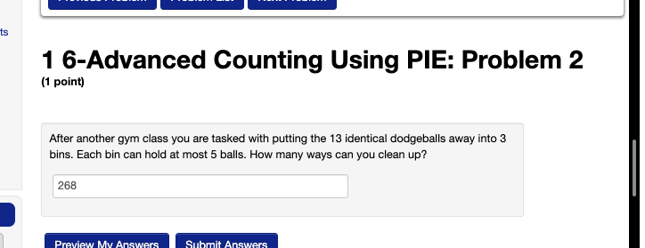 Solved 1 6-Advanced Counting Using PIE: Problem 2(1 | Chegg.com