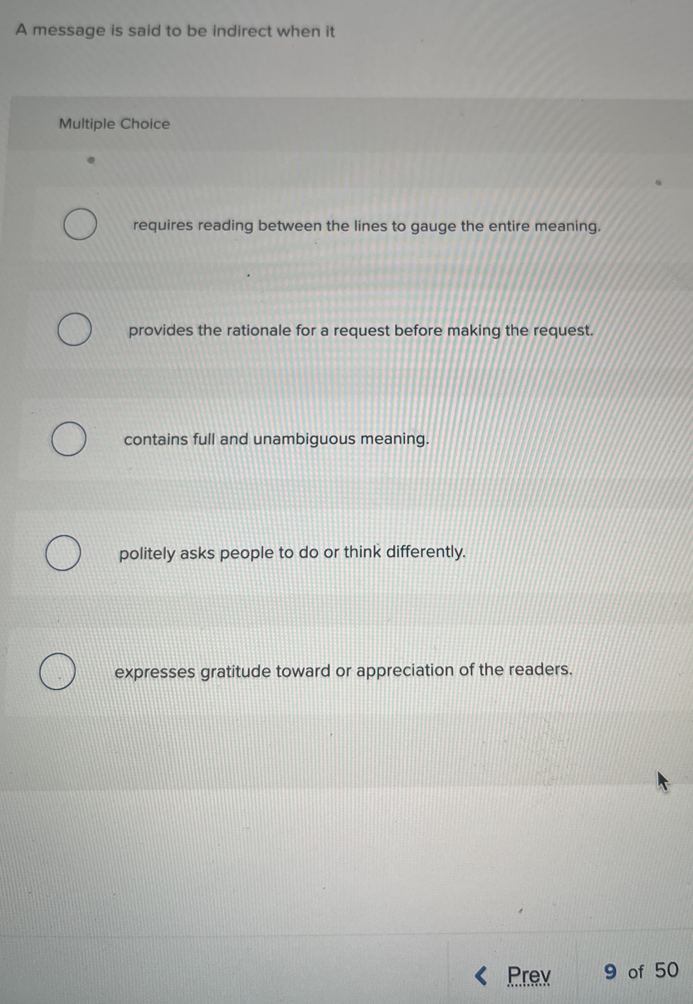 Solved A message is said to be indirect when itMultiple | Chegg.com