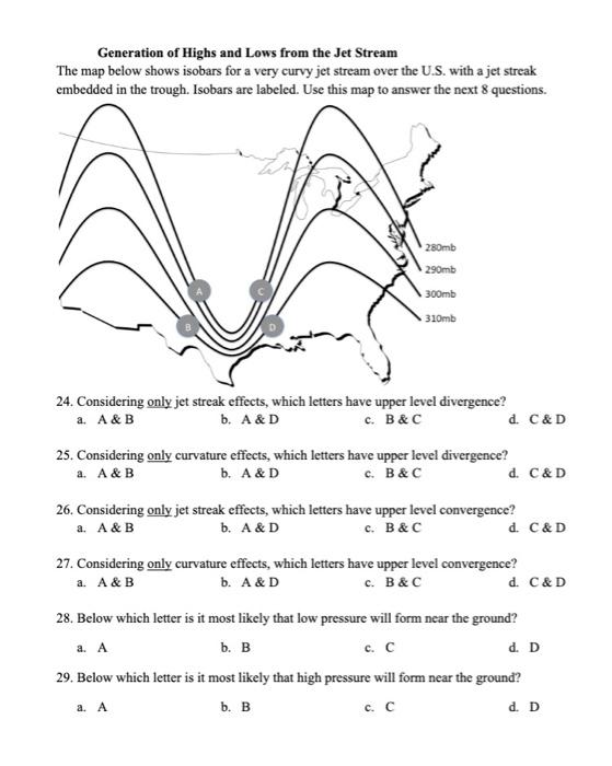 Generation of Highs and Lows from the Jet Stream The | Chegg.com